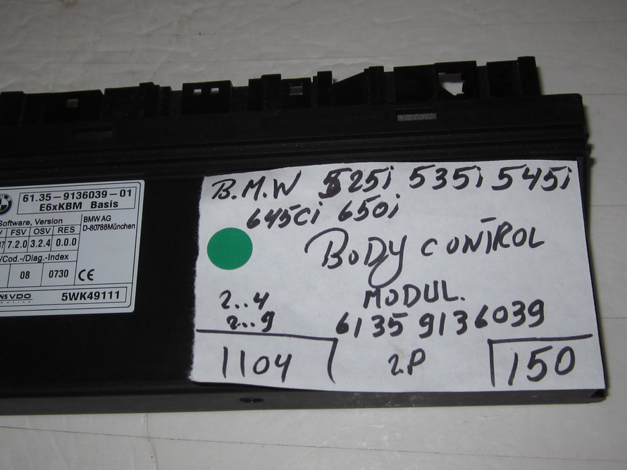 BMW E60 E61 E63 E64 BMW 645CI 645I 525I 545I 528I BODY CONTROL MODULE ...