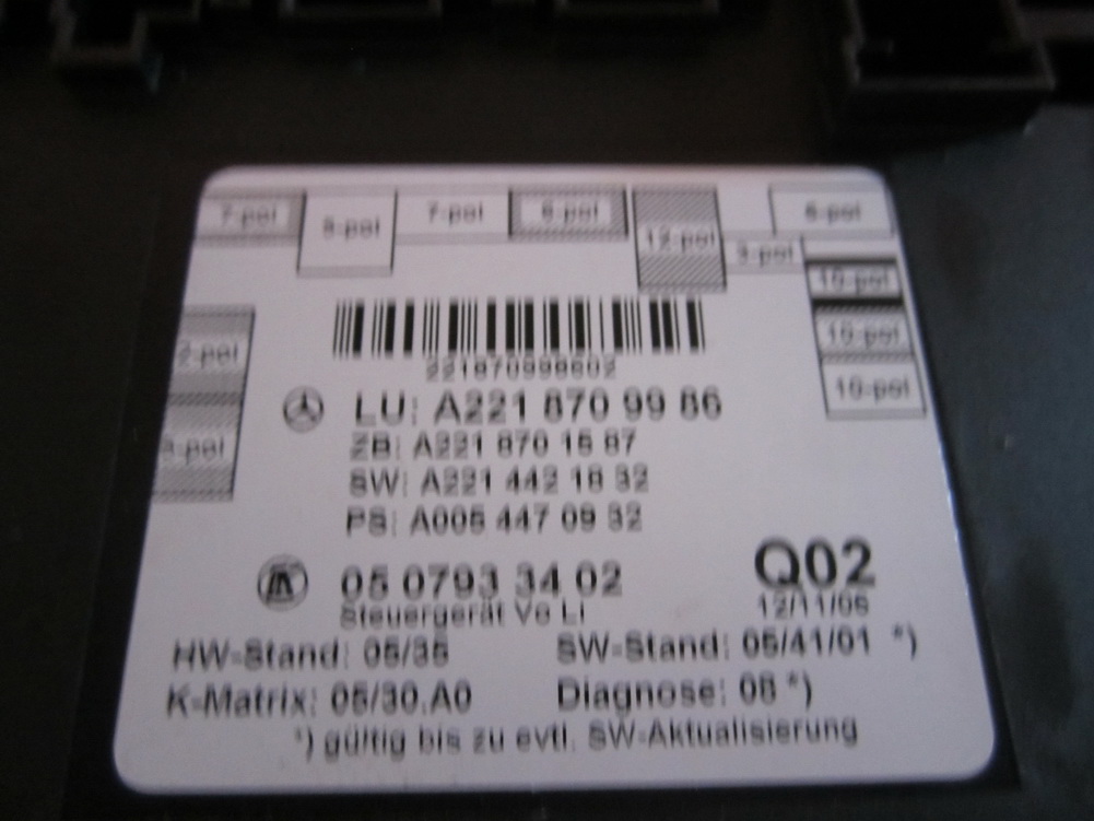 Mercedes Benz - Door Control - 2218709986: Used Auto Parts | Mercedes ...