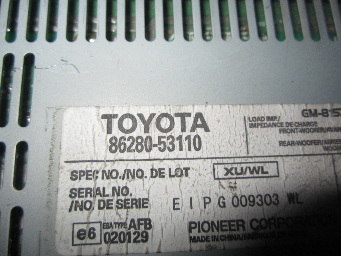 Lexus IS250 IS350 -RADIO Amplifier Amp - 86280 53110: Used Auto Parts ...