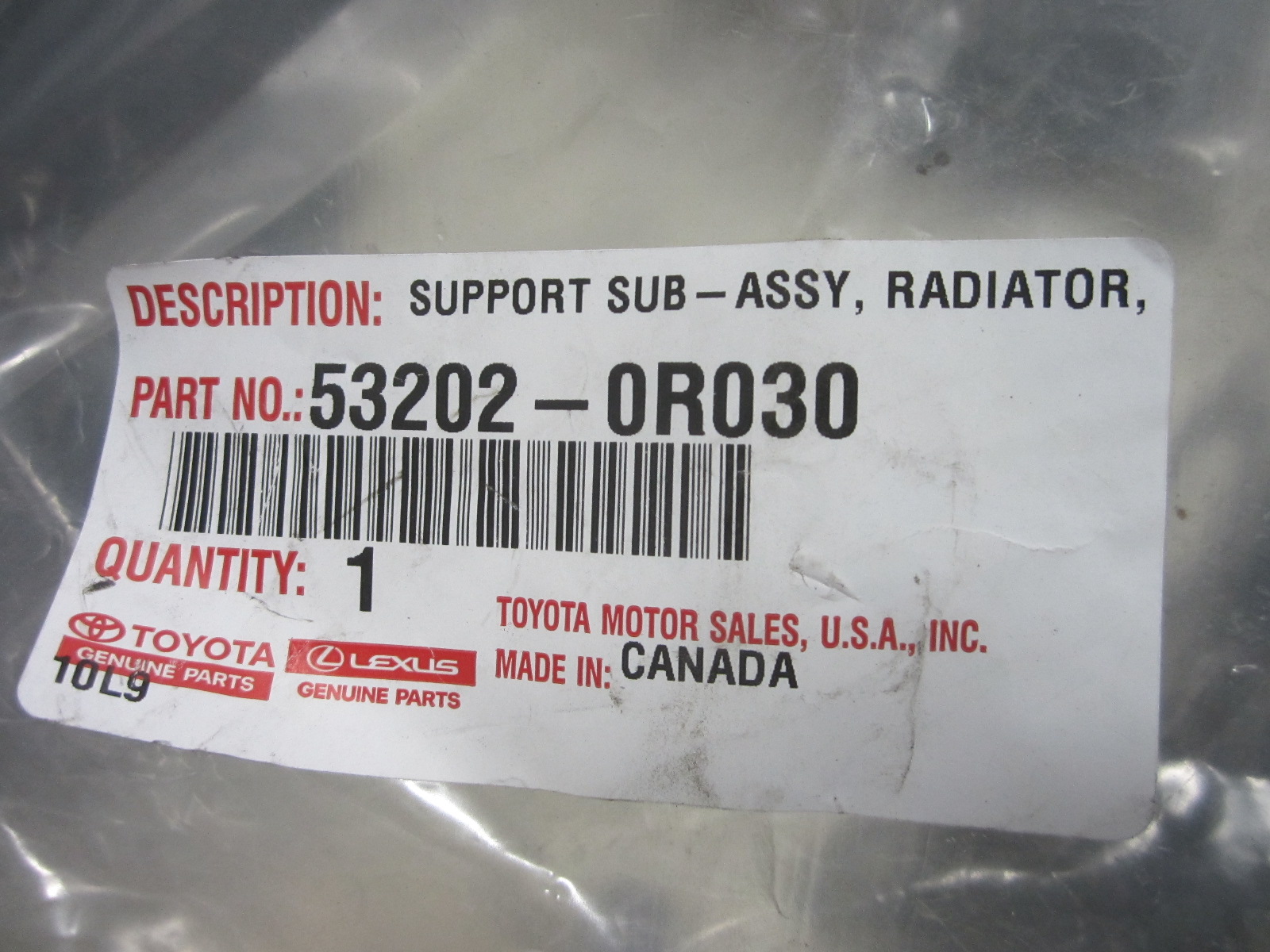 Toyota - RADIATOR SUPPORT UPPER SUB NEW- 53202 0R030: Used Auto Parts ...