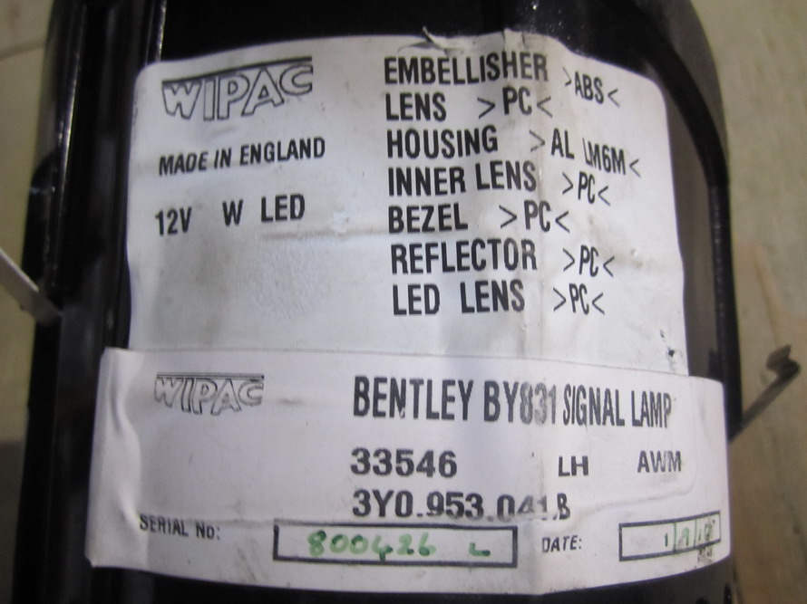 BENTLEY Mulsanne - Turn Signal Lamp - 3Y0953041: Used Auto Parts ...