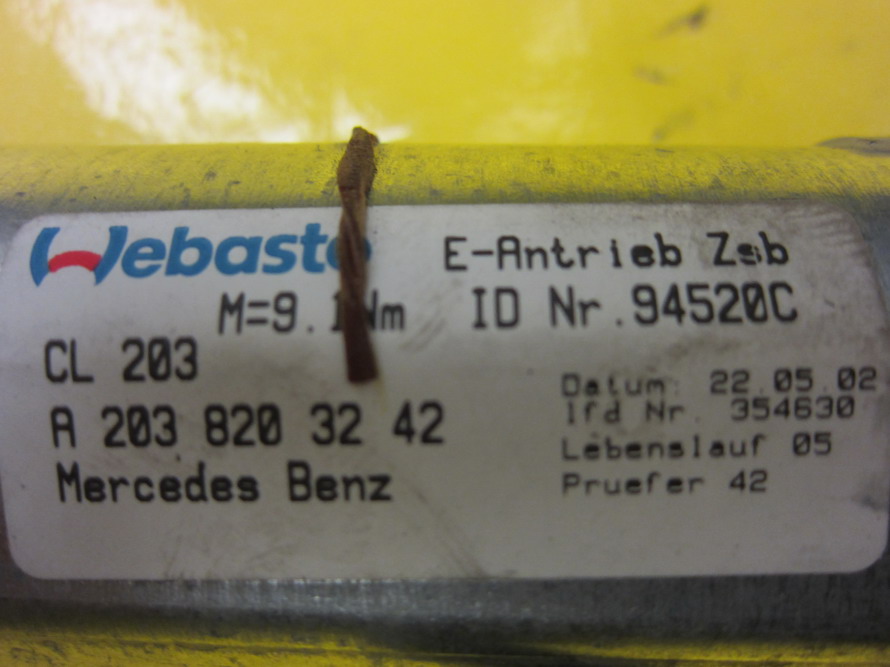 Mercedes Benz - Sun Roof SUNROOF Motor - 2038203242: Used Auto Parts ...