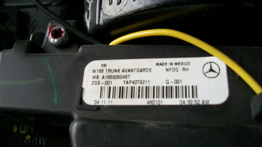 Mercedes Benz - Tail Light INNER - 1669060457: Used Auto Parts ...